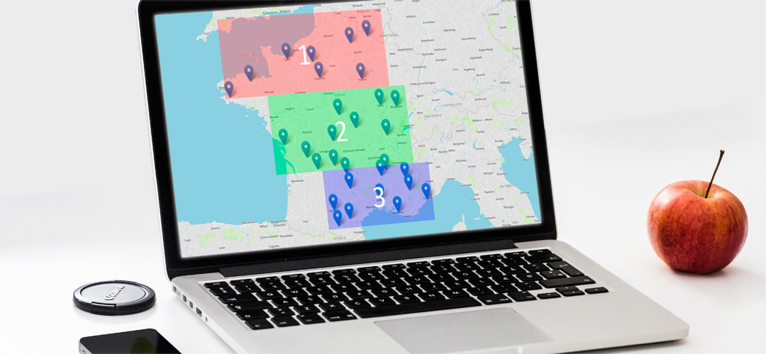 Sectorize points into zones by their GPS coordinates